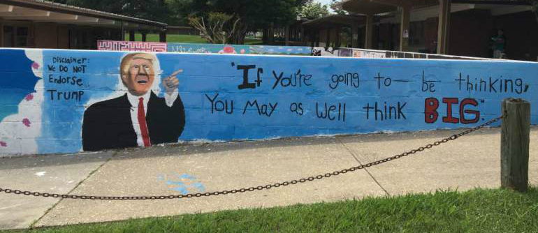 Student artists paint over Donald Trump school mural amid threats of ...