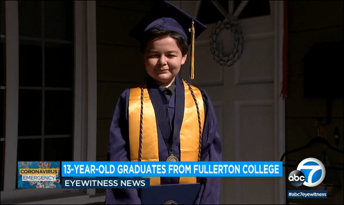 CA 13-year-old graduates college ... with four associate's degrees